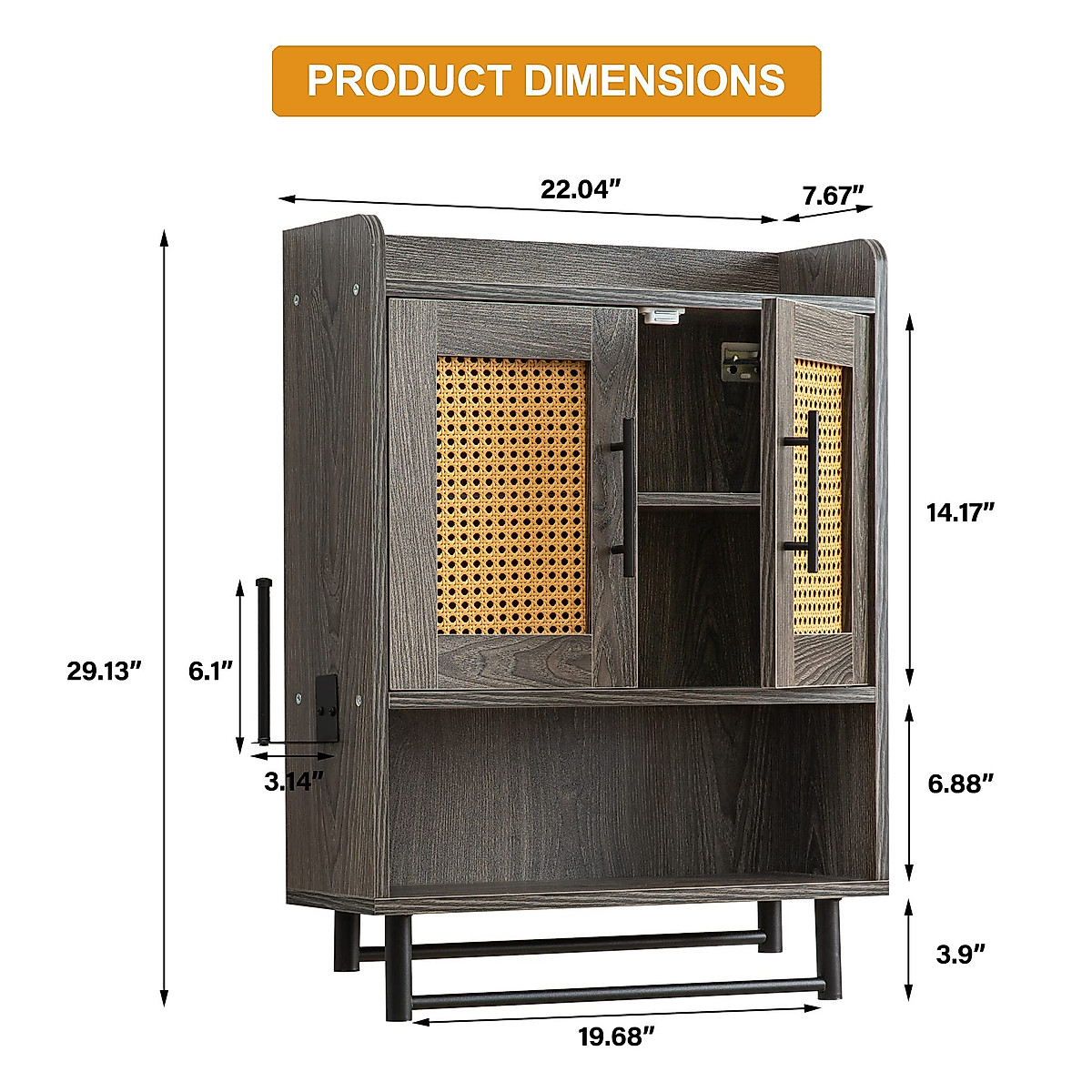 SUNTAGE Bathroom Wall Cabinet, Over Toilet Storage Cabinet w/2 Towel Bar, Paper Roll Holder & Adjustable Shelf in 9 Combinations, Medicine Cabinets Ideal for Bathroom, Kitchen (Brown)