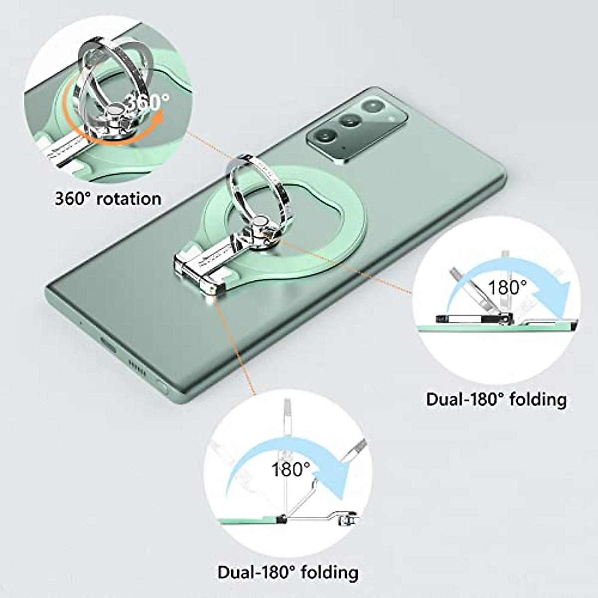 Nillkin Adhesive Phone Ring Holder Mag Safe Ring, Adjustable Finger Ring Grip and Stand, Adhesive Metal Ring for Galaxy S22/21/20, iPhone 13 12 11 Series, Google Pixel and Other Android Phone, Green