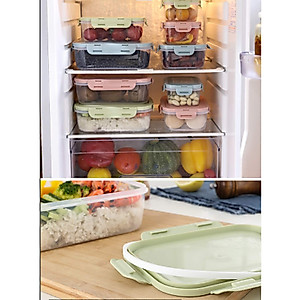 HoleviFO Food Containers Set with Lids Airtight - Plastic Lunch Bento Boxes - Meal Prep Containers, Microwave, Dishwasher, and Freezer Safe (Green)