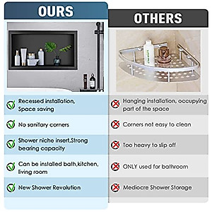 Suteck Shower Niche, 12"x24" Shower Niches Ready for Tile,Stainless Steel Shower Shelf Insert Niches for Tile Showers,Single Niche Tile Recessed for Bedroom,Living Room,Toile,Bathroom Storage Black