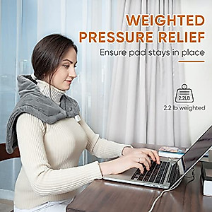 SAROO Heating Pad for Neck and Shoulders, Electric Neck Heating Pad for Neck Pain, Shoulder Heating Pads with 9 Heat Settings - 2 Hour Auto-Off with Countdown, Stay on, Wearable Heated Neck Wrap