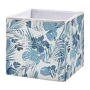 Kigai Hawaiian Plants Flowers Rectangular Storage Bins - 16x11x7 In Large Foldable Storage Basket Fabric Storage Baskes Organizer for Toys, Books, Shelves, Closet, Home Decor