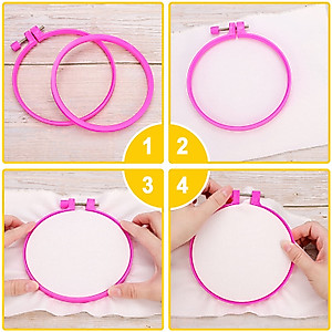 Caydo 7 Pieces Plastic Embroidery Hoops, 2.3 inch to 10.2 inch Circle Cross Stitch Hoops for Embroidery and Cross Stitch (Multicolor)