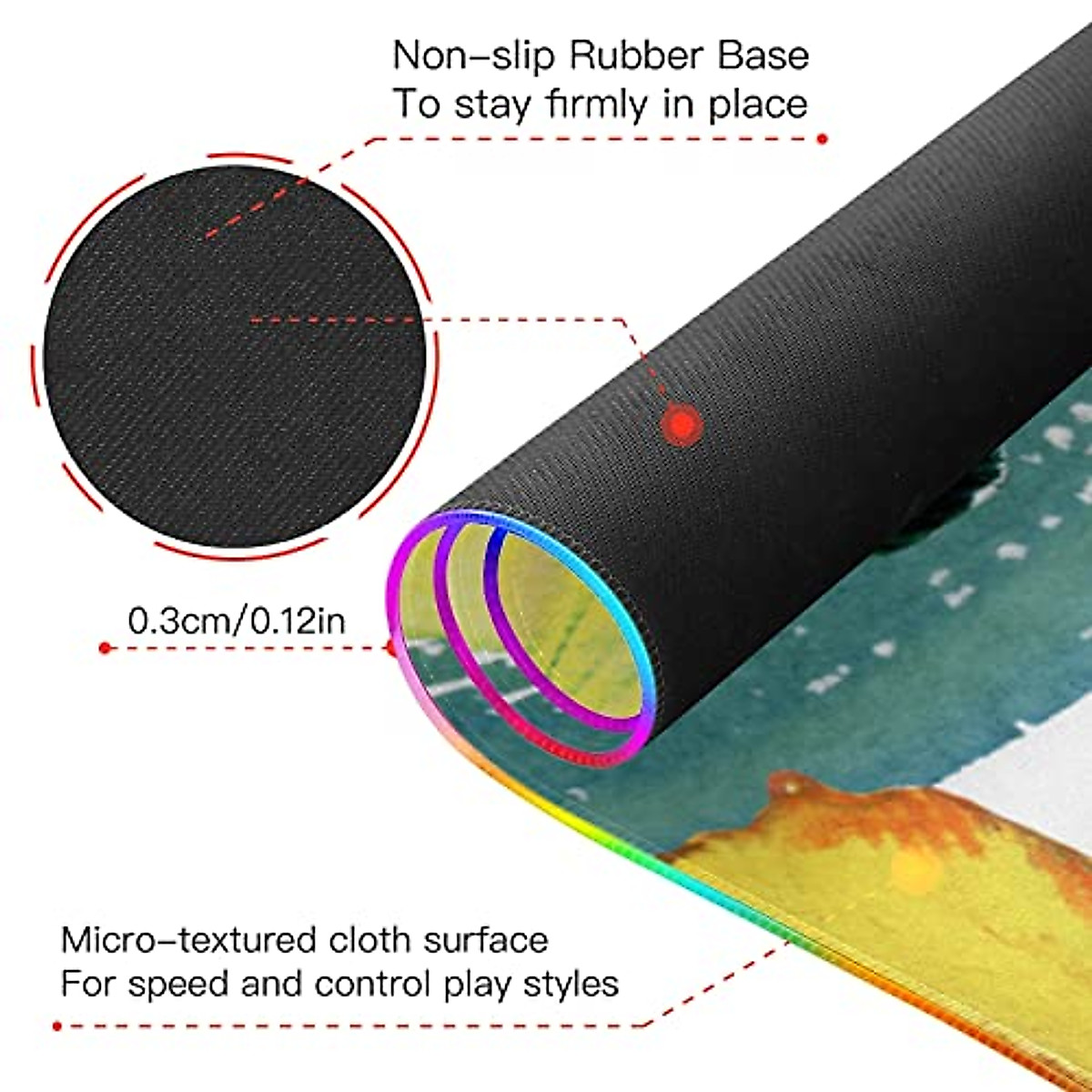 Large RGB Gaming Mouse Pad Ginkgo Biloba Leaves Pattern Glowing Extended Mousepad 35.4x15.7in, Soft Anti-Slip Rubber Base Luminous Mouse Mat for Pc Laptop, Gaming, Office, Home