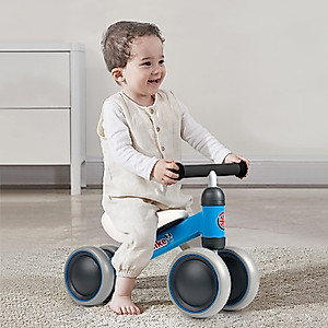 XIAPIA Baby Balance Bike Toys for 1 Year Old Boy Girl Gifts, 10-24 Month Toddler Balance Bike with 4 Silence Wheels, No Pedal Toddler First Bike, First Birthday Gifts Christmas for Boy and Girl (Cat)