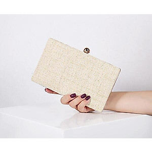 Women Fabric Evening Clutch Bag Bridal Purse for Wedding Prom Night Out(Coral)