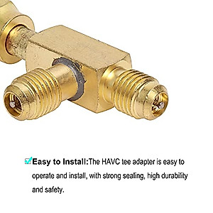 Gekufa Quick Coupler Access Tee Adapter HAVC Tee Adapter 1/4" Tee Adapter Valve Core with Swivel Connector Fits for Gauge Deep Vacuum Pump Manifold
