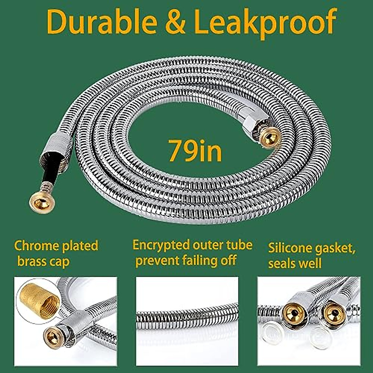 Filtered Shower Head, 3 Settings Shower Heads with Handheld Spray, High Pressure Shower Head with Hose 79" Extra Long Shower Hose & Holder, Purifying Filtration 7 Natural Crystalya Stone Beads