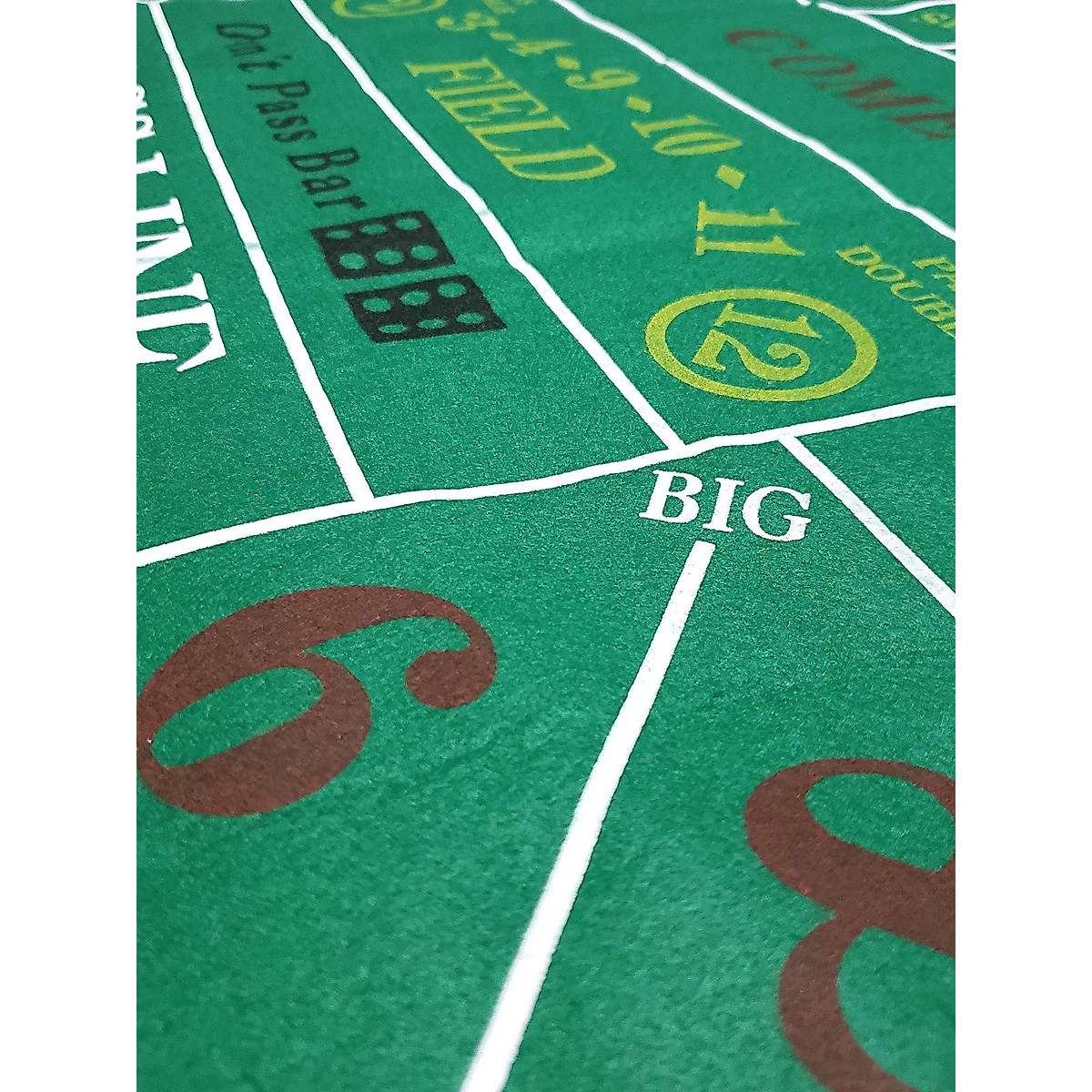 Cyber-Deals Craps & Texas Hold'em Poker Layout 2-Sided Reversible Premium Felt 6ft x 3ft with Authentic Las VegasNevada Casino Table-Played Dice & Cards, Plus Storage Pouch (Las Vegas Only)
