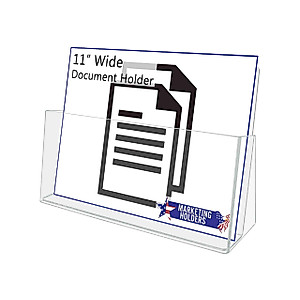 Marketing Holders 2 Pack Brochure Holder 11" Horizontal Counter Display Printed Material Bin Magazines See Through Transparent Caddy for Businesses and Doctors Offices