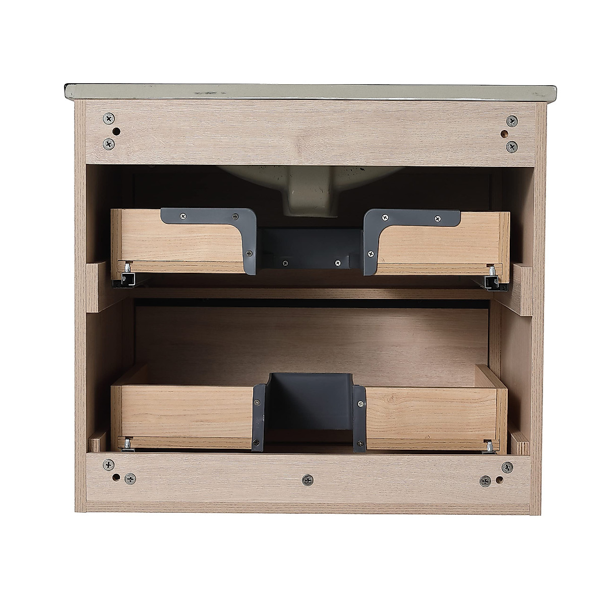 SmartEdge 24 Inch Bathroom Vanity, Modern White Floating Vanity, Wood Wall Mounted Bathroom Vanity 2 Drawers Storage Cabinet Ceramic Vessel Countertop Bath Vanity with Sink