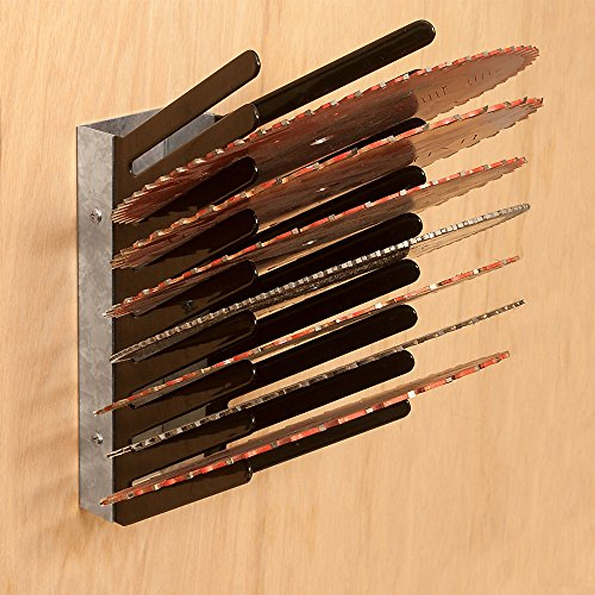 Peachtree 2271 Saw Blade Storage Rack. Safely Store Up to Eight Saw Blades. Store Table Saw Blades, Circular Saw Blades and Either 10" or 12" Blades