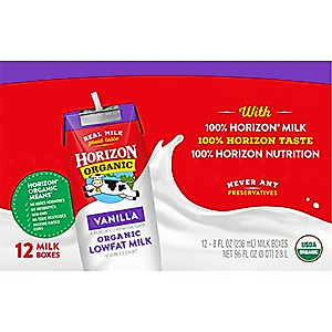 Horizon Organic Shelf-Stable Low Fat milk Boxes, Vanilla, 8 oz., 12 Pack