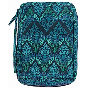 DIWI Quilted Bible Cover Medium Sizes 8.75 X 6.25 X 2.5 Inches Good Book Case (M, C1 Green Fence)