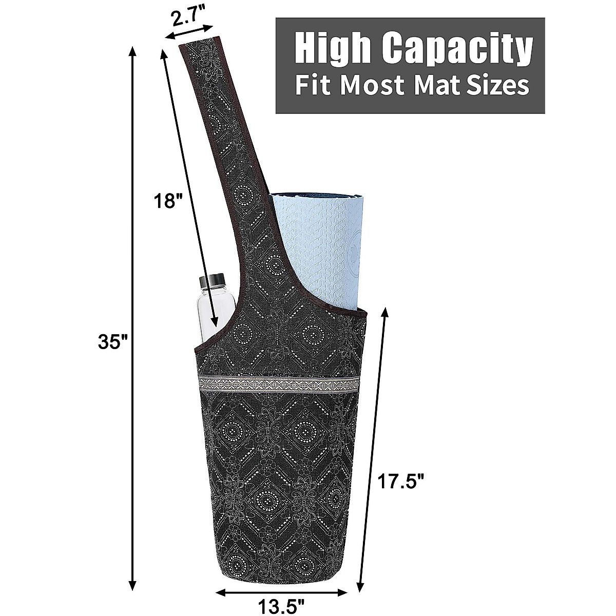 IUGA Yoga Mat Bag with Large Size Pocket & Inner Zipper Pocket, Yoga Carrier Bag Fit Most Yoga Mat Size