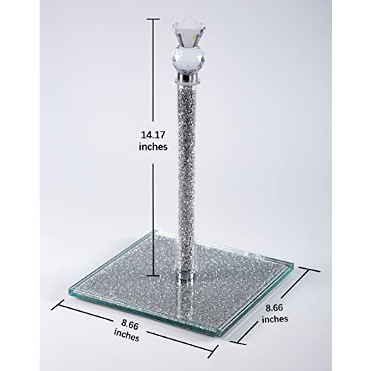 BANQLE Upright Paper Towel Holders, Glam Crystal Kitchen Countertop Decor, Standup Glass Glitter Sparkle Paper Towel Holder, Kitchen Decoration Silver