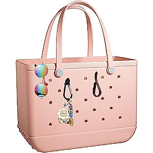 Bogg Bag Carabiner Keys Holder，Hooks Accessories for Bogg Bags，Insert charm Clip Cutie Cup Holder connector key Carabiner for Bogg Beach Bag，Secure & Organize Items in Bogg Bag (Hook+Carabiner, Black)