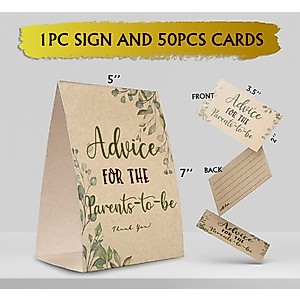 Advice for the Parents-to-Be Sign, Baby Shower Advice Game Kit (1 Standing Sign + 50 Advice Cards), Baby Showers Decorations-NPZAD02