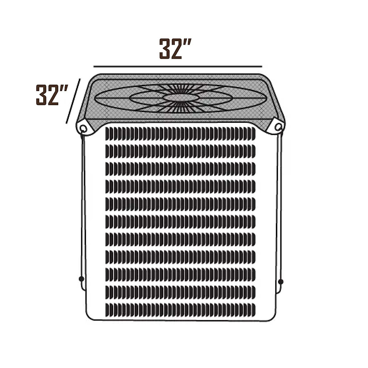 F&J Outdoors Central Air Conditioner Cover for Outside Units, Black Top Net Breathable AC Cover (Mesh, 32"x32")
