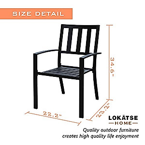 LOKATSE HOME Outdoor Patio Dining Chairs Decor Furniture Arm Chair with Metal Frame Set of 4