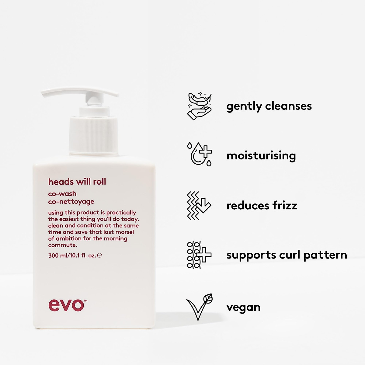 EVO Heads Will Roll Cleansing Conditioner for Curly Hair - Moisturizing Curl Defining & Frizz Eliminating - 300ml / 10.1fl.oz