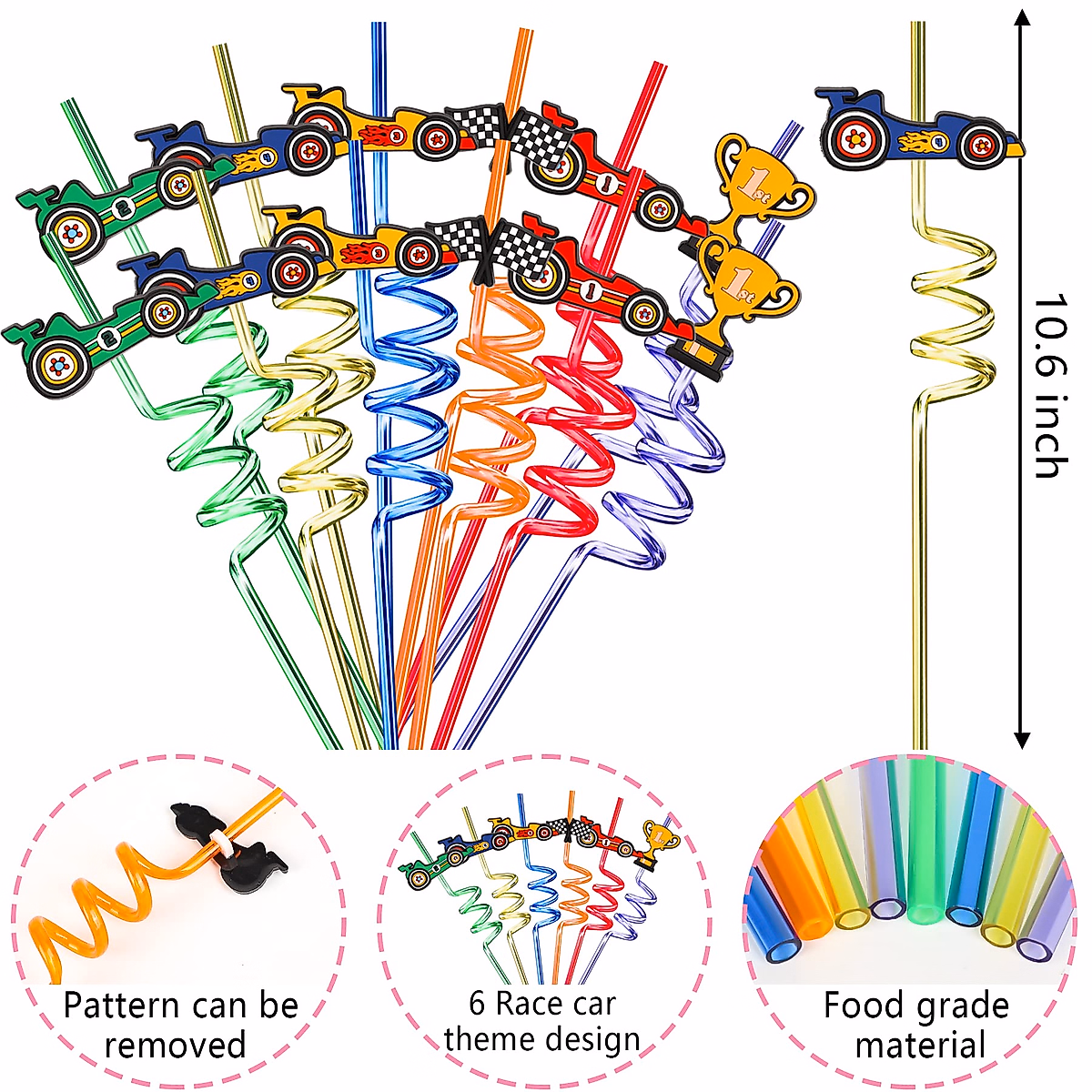 Erweicet Race Car Party Favors 84 PCS Mini Race Cars Keychains Slap Bracelet Stickers Straws Goody Treat Candy Bags for Kids Birthday Party Classroom Reward