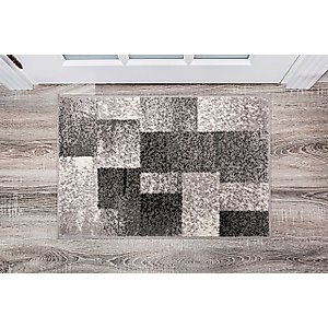 Rugshop Modern Distressed Boxes Area Rug 2' x 3' Gray