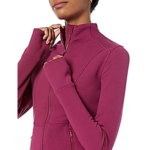 Amazon Essentials Women's Active Sweat Zip Through Jacket, Plum, Large