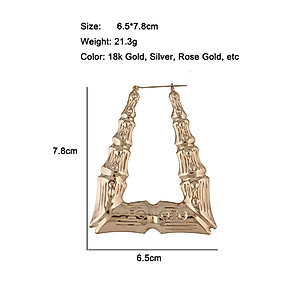 Oversized Bamboo Hoop Earrings for Women Triangle Gold Tone Hip-Hop Hoop Earrings Punk Jewelry (Trapezoidal golden)