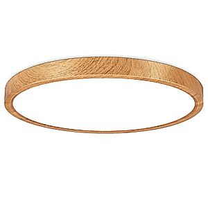 12 Inch Wood Grain LED Ceiling Light Fixture Flush Mount, ABS Mat., 5000K Daylight White, 24W Flat Modern Round Closet Lighting Fixtures, 3200LM Low Profile Circle Ceiling Lamp for Bedroom etc.