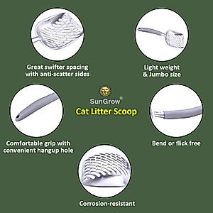 SunGrow Large Cat Litter Scoop, Life Transforming Cat Scooper, Reduces Hand Fatigue, Saves Clear Litter, Makes Scooping Faster and Easier (Pink, Large)