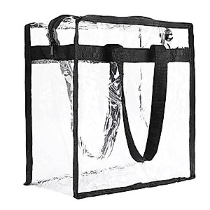 Juvale 2 Pack Clear Stadium Approved Tote Bags, 12x6x12 Large Transparent Totes with Zippers, Handles for Concerts, Sporting Events, Music Festivals, Work, School, Gym