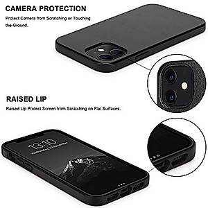 TENDLIN Compatible with iPhone 12 Case/iPhone 12 Pro Case Premium Leather TPU Hybrid Case (Black)