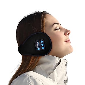 SYPVRY Bluetooth Ear Muffs Winter Ear Warmer Wireless Headphones Adjustable Winter Ear Cover Built-in HD Speakers Mic Outdoor EarMuffs (Black)