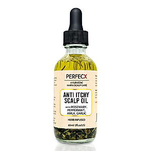 PERFECX Anti Itchy Scalp Oil [Herbal Infused, Ayurvedic] Rosemary, Peppermint, Amla, Garlic