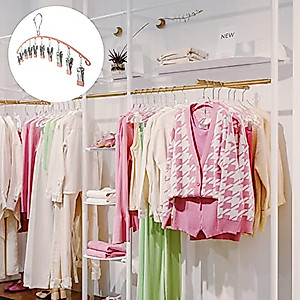 Cabilock Hat Organizer 10 Clips Stainless Steel Laundry Drying Rack Clothes Hanger Sock Hanger Hat Hanger Windproof Dryer Rack for Baby Clothes, Socks, Drying Towels, Diapers Hat Rack