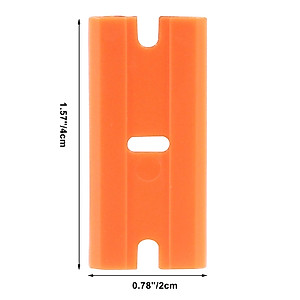 Coufce 300 Pieces Plastic Razor Blade Orange Double Edged Razor Scraper Tool Safety Glass Scraper for Removing Decals, Stickers, Clean Car Window, Adhesive Label
