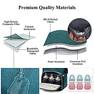 ANWTOTU Diaper Bag with Changing Station,Diaper Bag Backpack,Girl Boy Diaper Bag,Large Capacity,900d Excellent Oxford(Ungrade-Green)