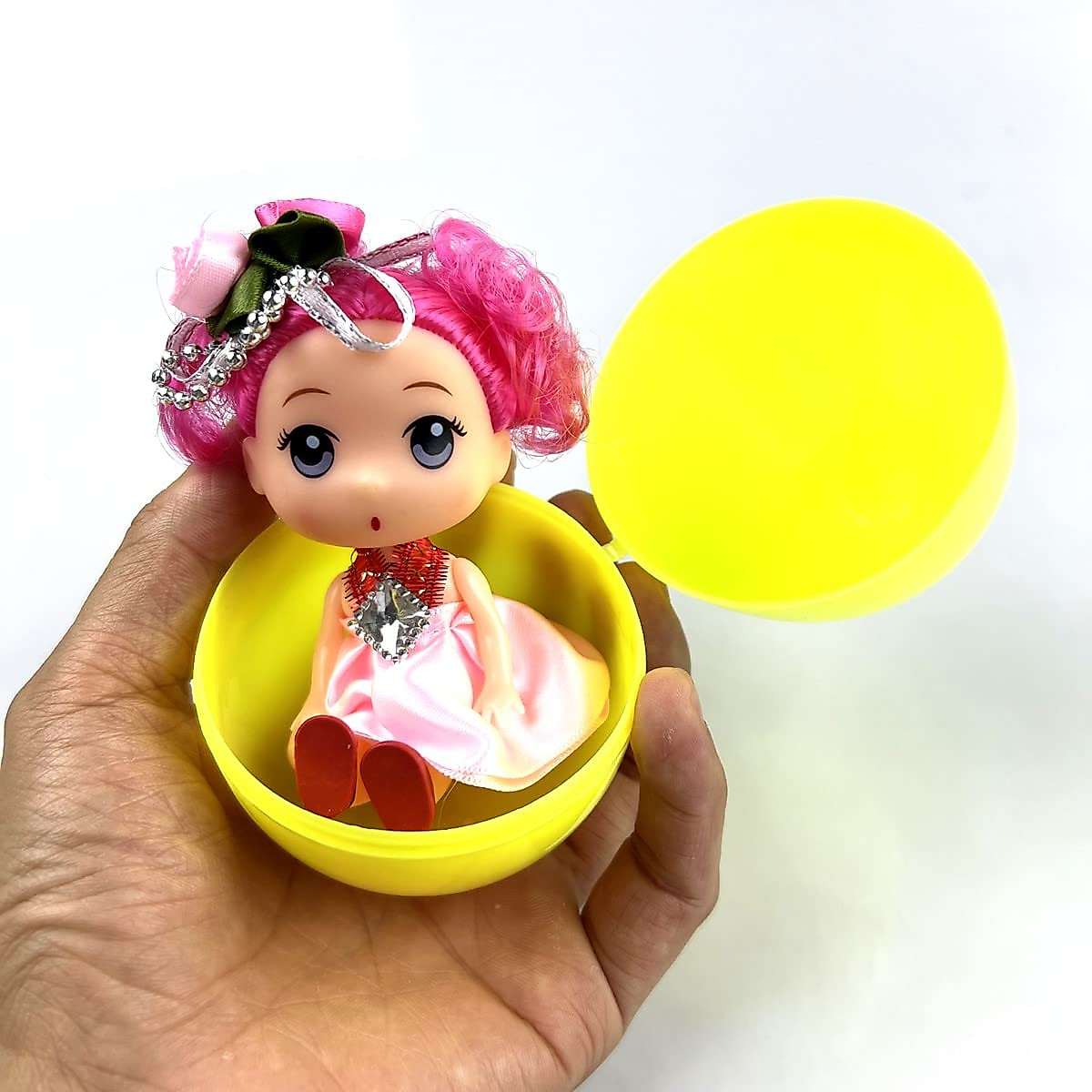 Pinkiwine 6 Pack Jumbo Easter Eggs with Doll Toys Inside for Kids Girls Boys Toddlers Easter Basket Stuffers Gifts Fillers Party Favors