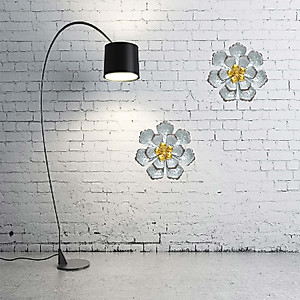 ANYUETE Flower Wall Decor Metal Wall Art Outdoor Decorative Bathroom Patio Bedroom Kitchen Fence Gallery Garden Home Office House Porch Living Room Sculptures Decorations,Silver