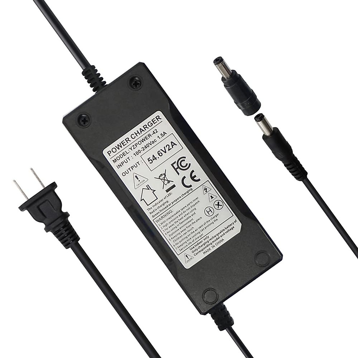 aunstarwei 54.6V 2A Power Supply Adapter Charger for 48V Lithium Li-ion Battery Pack with DC 5.5x2.5mm Plug