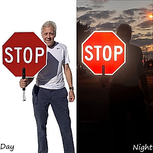 SmartSign - K-2197H-EG-PDH18 "Stop - Go" Double Sided Paddle | 18" 3M Engineer Grade Reflective Aluminum Green/Red on White