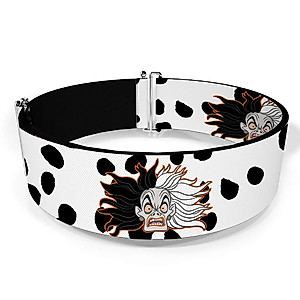 Buckle-Down Women's Cinch Belt Cruella Driving Dalmatian Spots 23 to 42 Inch, Multicolor