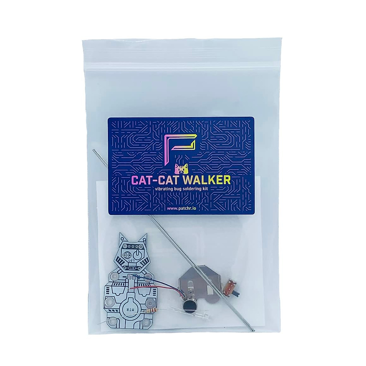 CAT-CAT Walker | Soldering Kit | DIY Electronics Kit for STEM and STEAM Students | Intermediate Hardware Design Kit | Brushbot Electronics Kit