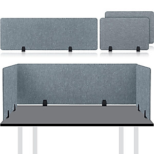 Yaomiao 3 Pcs Acoustic Desk Divider Soundproof Desk Privacy Panel Freestanding Desk Partitions Sound Absorbing for Students Office Reduce Noise Visual Distractions (47.3 x 16", 24 x 16", Light Gray)