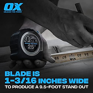OX Tools OX-P029425 Pro Stainless Steel 25-Foot Tape Measure with Magnetic Hook, Heavy Duty Case & Easily Visible Measure Marks