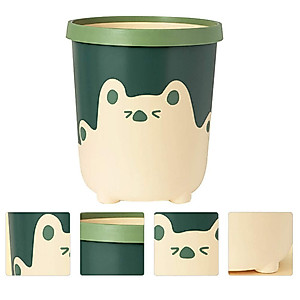 Hemoton 1pc Cartoon Trash Can Plastic Trash Can with Lid Plastic Garbage Bin Plastic Trash Container Kitchen Trash Bin Bathroom Plastic Garbage Can Plastic Pp Small Trash Can Office Mini