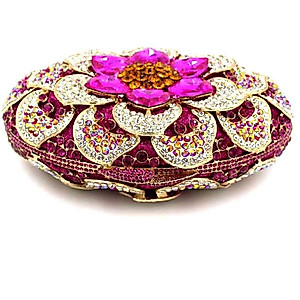ZLXDP Rose Flower Diamond Crystal Party Bags for Girls Handbag Women Evening Clutch Bag