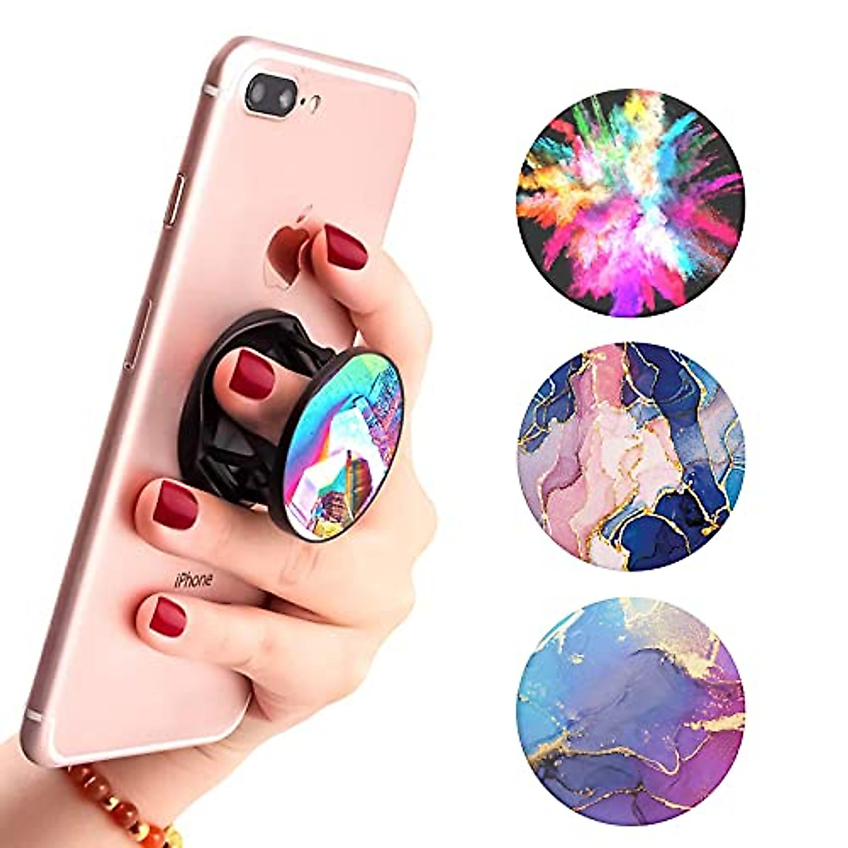 IYAYUHE Multi-Function Cell Phone Stand,Colorful Marble Expanding Stand Grip for Smartphones and Tablets (4 Pack)