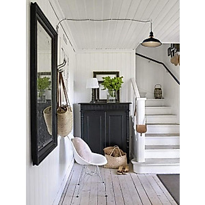 CLAXY Industrial Plug-in Barn Pendant Lighting Black Farmhouse Pendant Light with On/Off Switch 197 Inches Cord